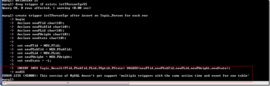 mysql Error”yet support multiple triggers-阿里云开发者社区